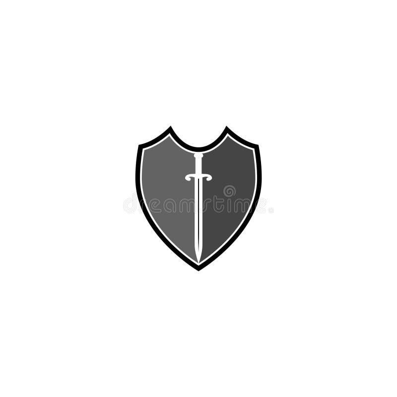 Shield and Sword Logo Icon. Safety Concept Symbol Isolated on White ...