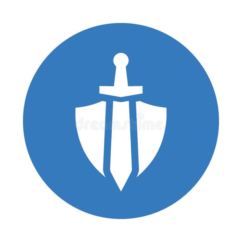 Shield, Sword, Military, Security Icon. Blue Color Design Stock Vector ...