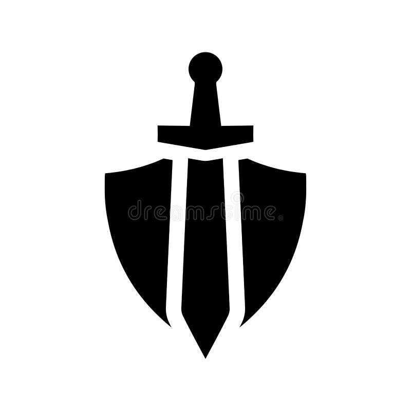 Shield, Sword, Military, Security Icon. Black Vector Graphics Stock ...