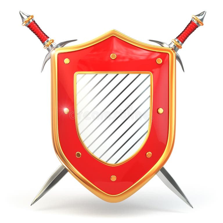 Shield and Sword. Security Concept. 3d Stock Illustration ...
