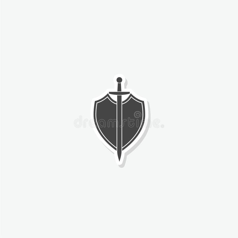 Shield and Sword Logo Icon. Safety Concept Symbol Isolated on White ...