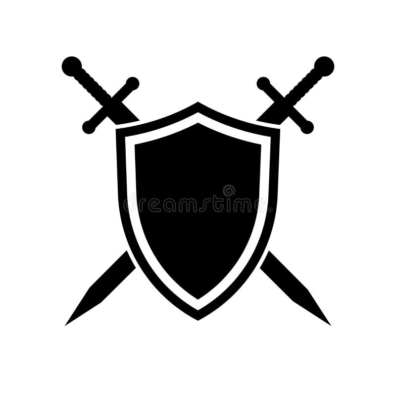 Shield and Sword with Lightning Isolated Stock Vector - Illustration of ...