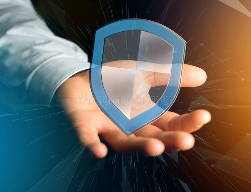 Shield Symbol Displayed on a Futuristic Interface - Security and Stock ...