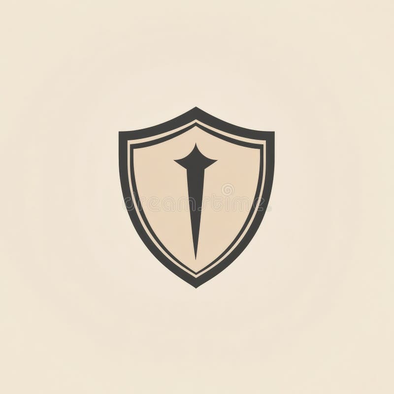 Shield Symbol Featuring a Pointed Design Against a Soft Beige ...