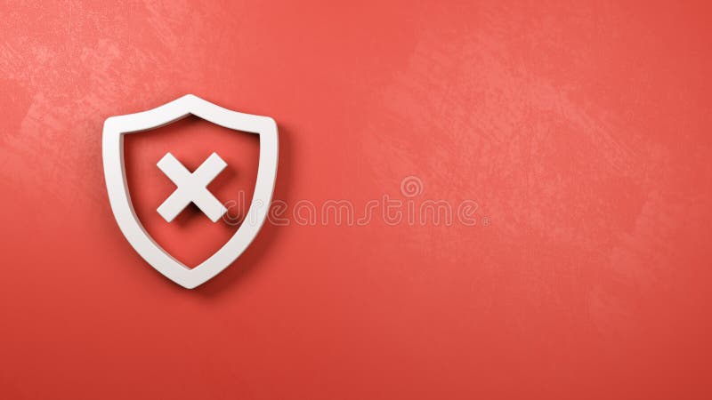 Shield Symbol Shape with Cross on Red Plastered Wall Stock Illustration ...