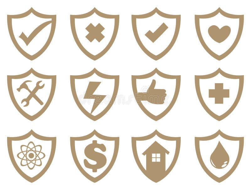 Shield Symbol Vector Icon Set Stock Vector - Illustration of droplet ...
