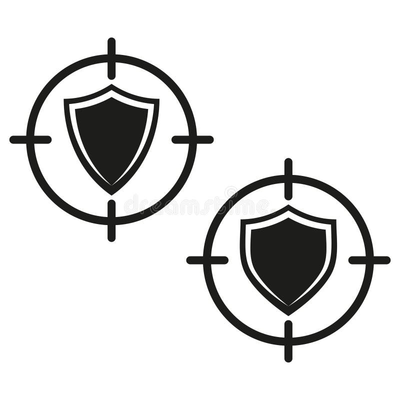 Shield in Target Icon. Security and Protection Concept. Defense Symbol ...