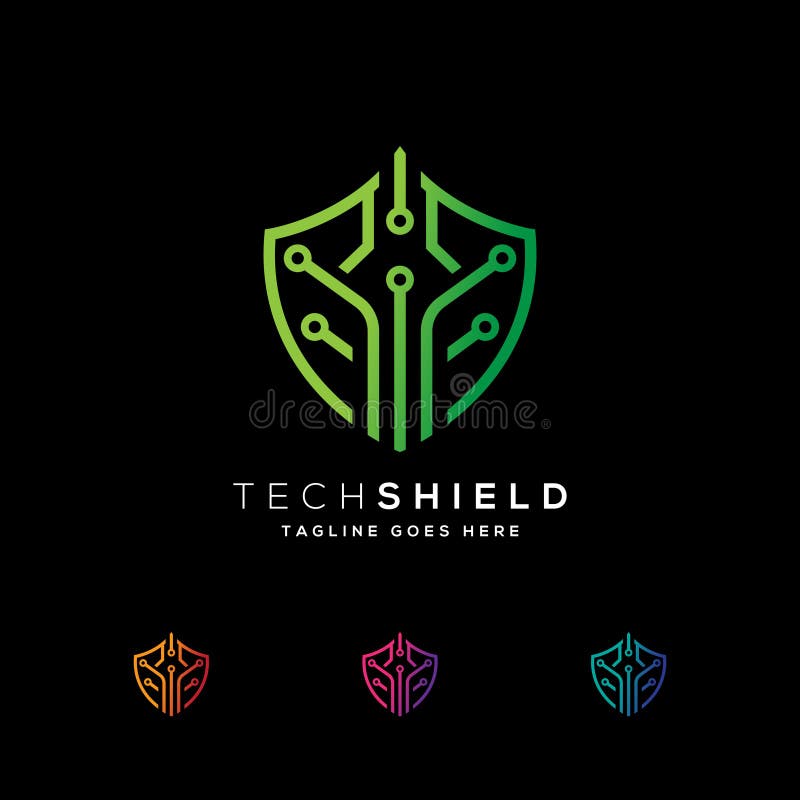 Shield Tech Logo Design with Modern Concept Stock Vector - Illustration ...