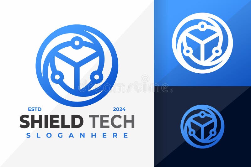Shield Technology Logo Design Vector Symbol Icon Illustration Stock ...