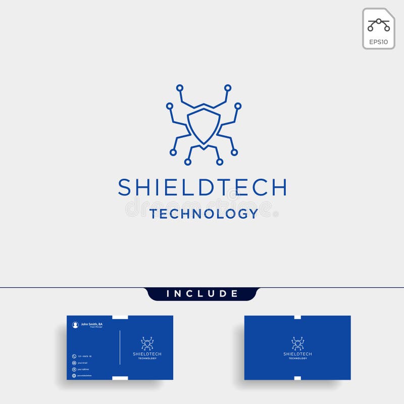 Shield Technology Logo Vector Networking Protect Symbol Icon Stock ...
