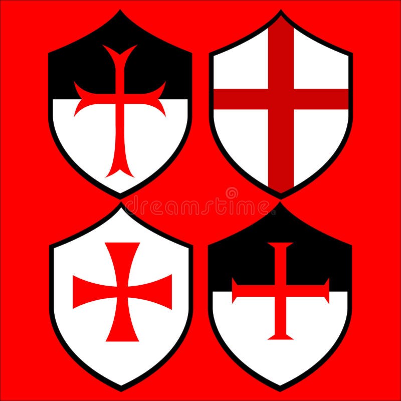 Shield of the Templar Knight. Set Stock Vector - Illustration of ...
