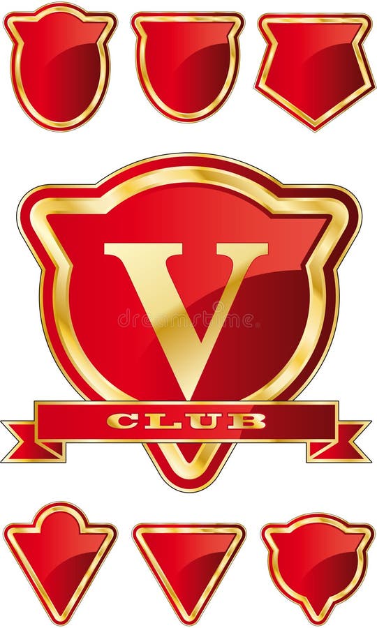 Shield Template F - Red Set Stock Vector - Illustration of gold ...