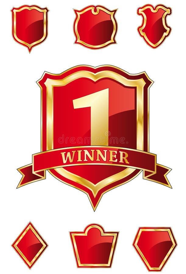 Shield Template C - Red Set Stock Vector - Illustration of banner ...