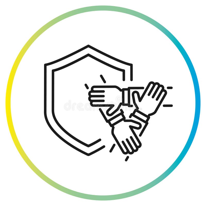 Shield with Three Hands Support Each Other, Concept of Safety Teamwork ...
