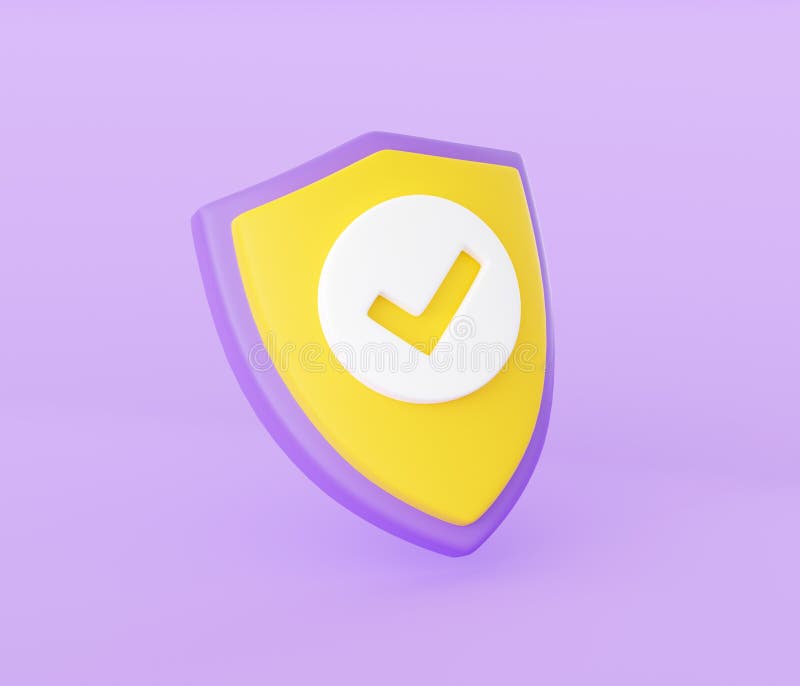 Shield with Tick 3d Render - Security and Safety Concept with Check ...