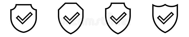 Shield Tick Secure Line Icon . Protection Check Mark Vector Sign Stock ...