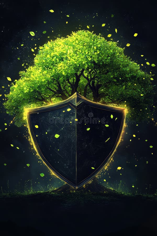 Shield with Tree Design Representing Nature and Protection Concept ...