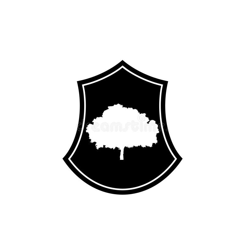Shield with Tree Icon Isolated on White Background Stock Vector ...