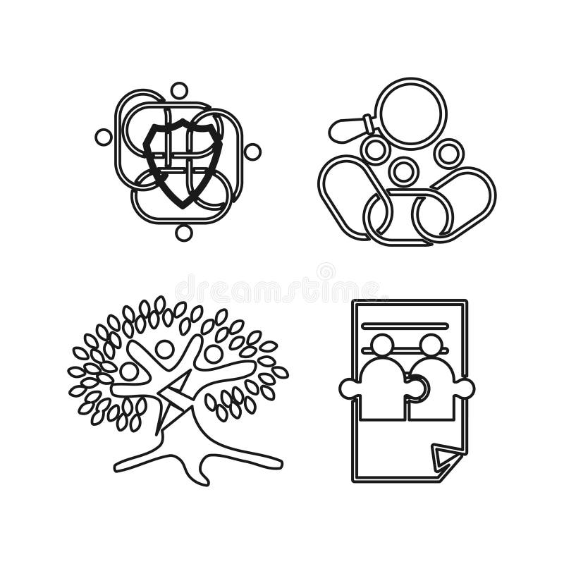 Shield Tree Paper Commitment Teamwork Together Outline Logo Stock Vector - Illustration of ...