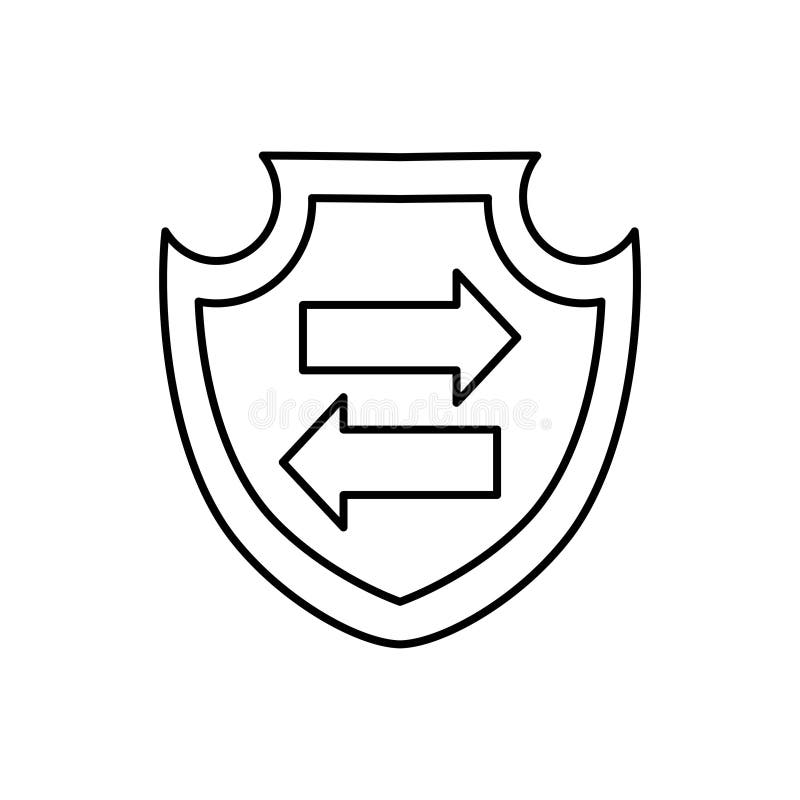 Shield with Two Arrows Pointing in Different Directions Stock Vector ...