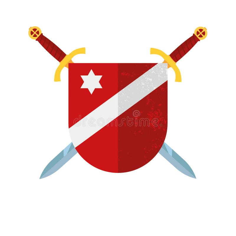 Shield with Two Crossed Swords Stock Vector - Illustration of armor ...
