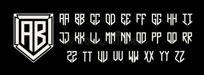 Shield Two Letters Monogram Kit. Initials Letter Pair, Geometric ...