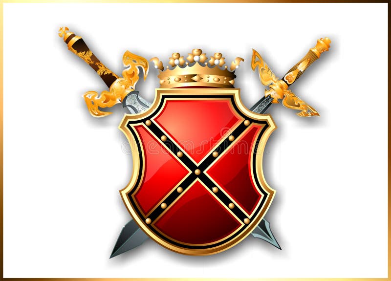 Shield And Two Swords From The World Of Fantasy. Stock Vector ...