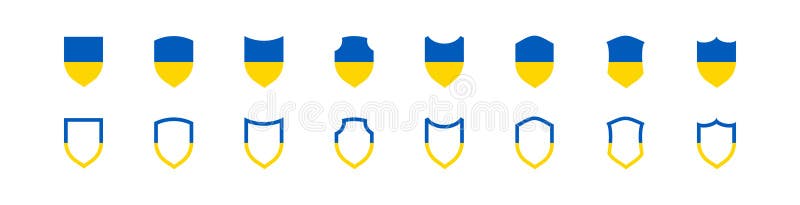 Shield with Ukraine Flag Icons Set. Vector Isollaed Safety Protect ...
