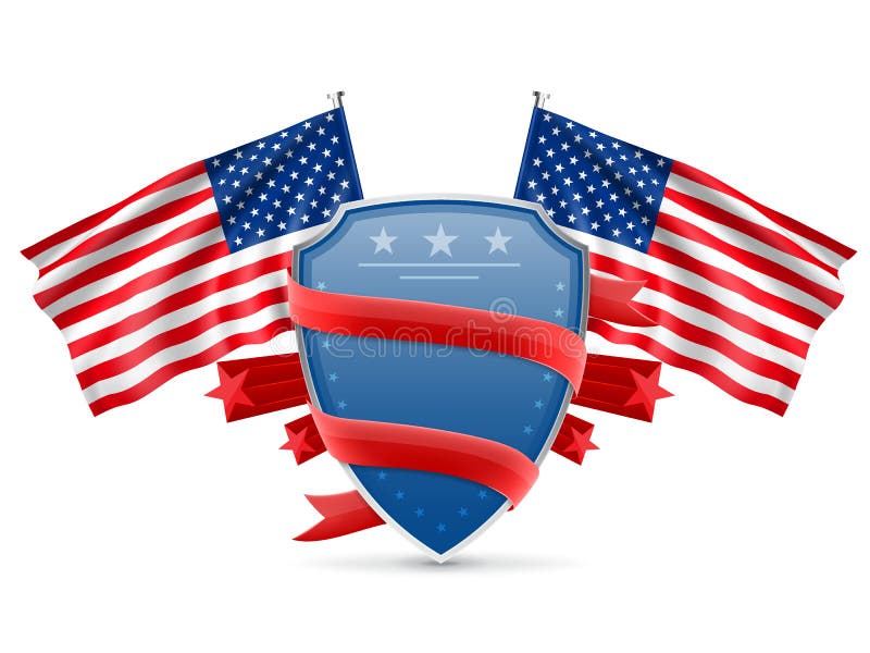 Shield with USA flag stock vector. Illustration of patriotism - 259112744