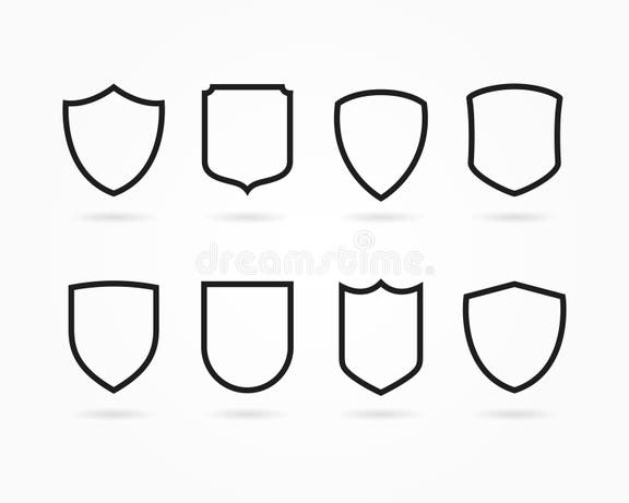 Shield Vector Icons Set. Protect Guard Shield Line Icon Symbols Stock ...