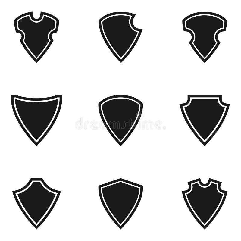 Shield Vector Icons. Shield Different Shapes in Flat Design. Shields ...