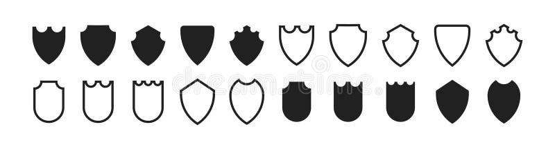 Shield Vector Label Collection. Security Shields Shape Silhouette Set ...