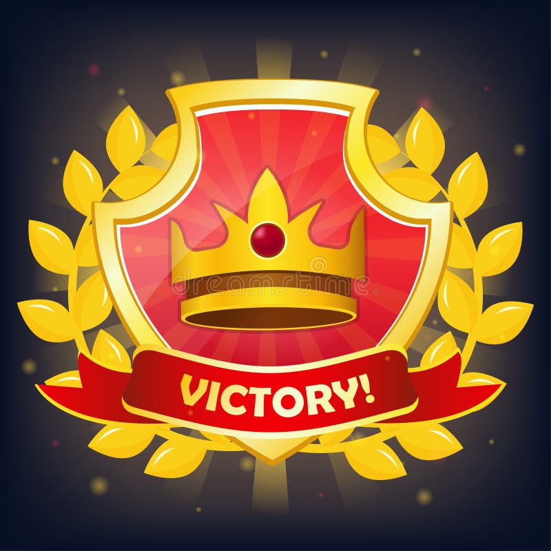 Victory,crown With Stars And Ribbons Vector Line Icon, Sign ...