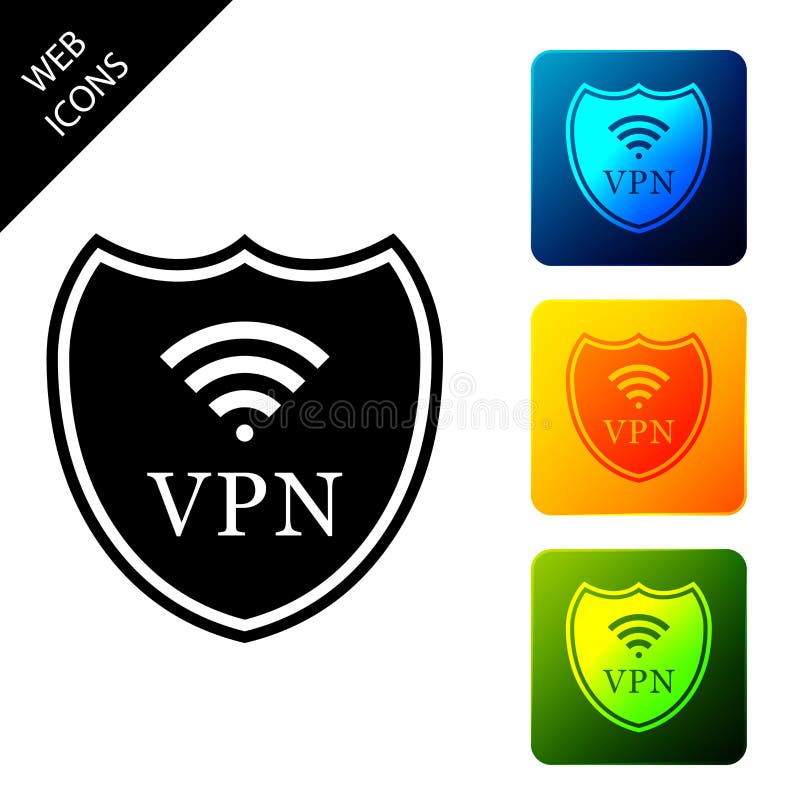 Shield with VPN and WiFi Wireless Internet Network Symbol Icon Isolated ...