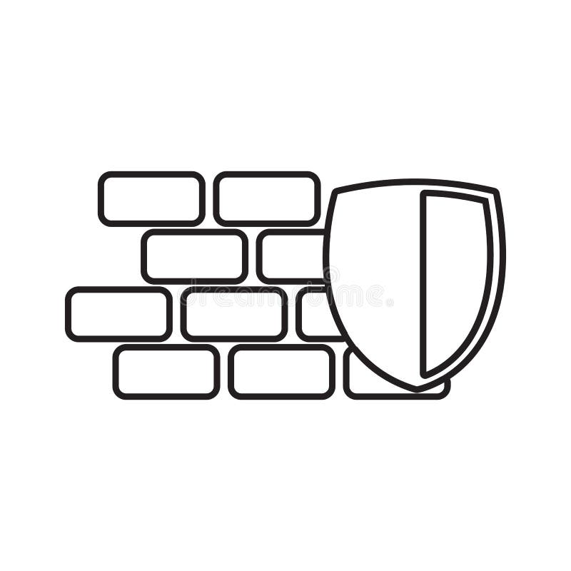 Shield and Wall Icon in Badge Style. One of Cyber Security Collection ...