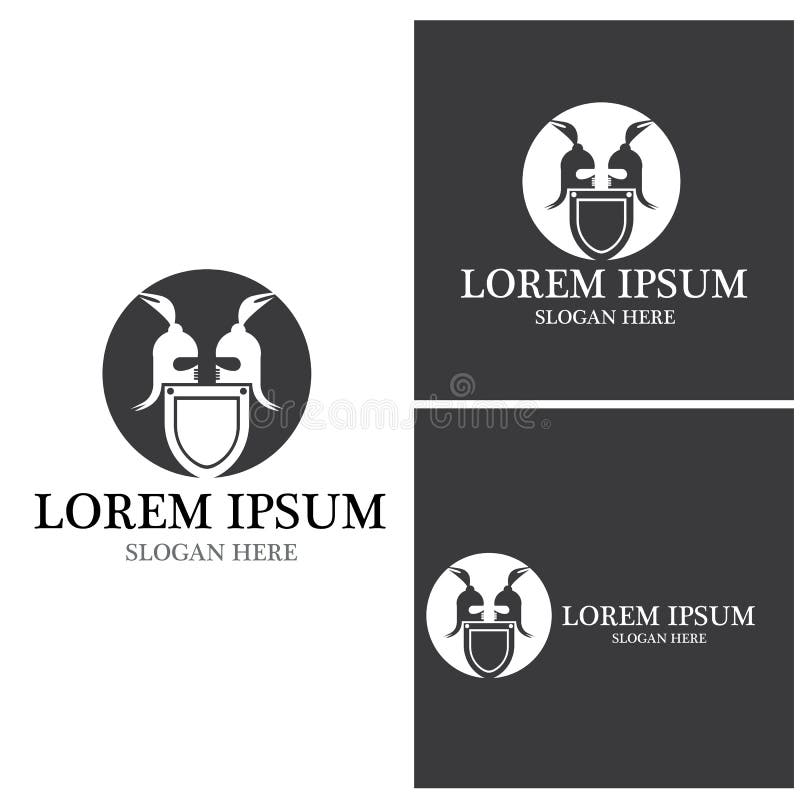 Shield War Spartan Helmet Logo Template Vector Stock Illustration ...