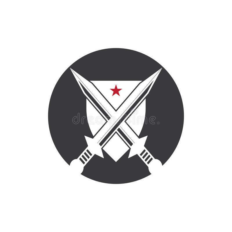 Shield Wars with Sword Logo Design Vector Illustration Stock ...
