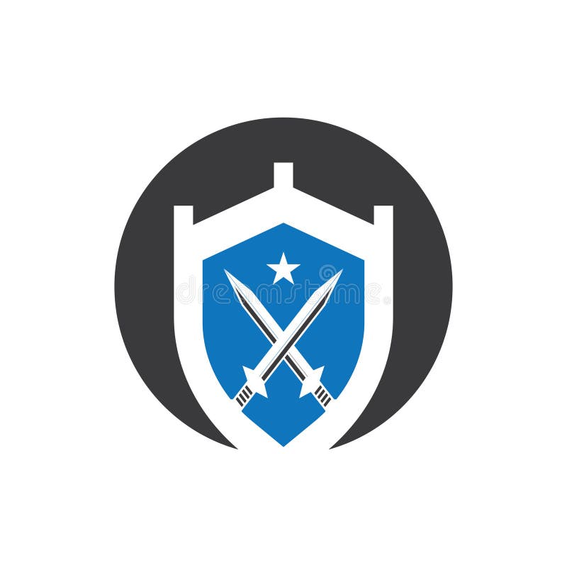 Shield Wars with Sword Logo Design Vector Illustration Stock ...