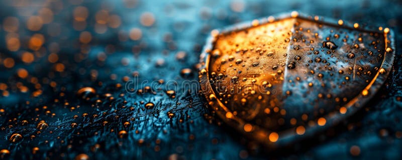 Shield with Water Droplets Symbolizing Protection and Risk Mitigation ...