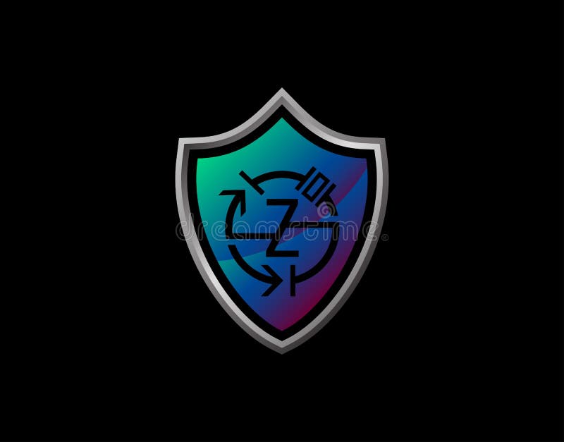 Shield Z Letter Logo with Electrical Code and Modern Shield Design ...