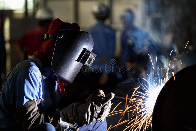 Shielded metal arc welding stock image. Image of pipe - 7348497