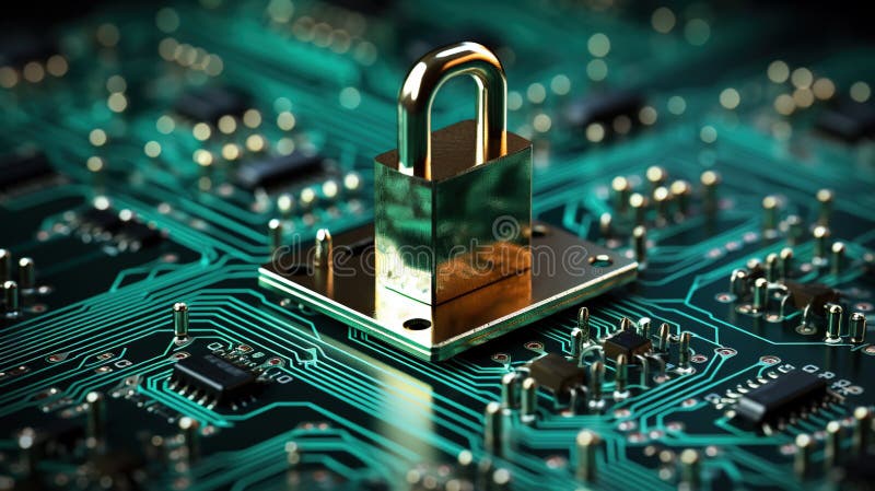 Shielding the Heart: Abstract Depiction of Motherboard and CPU Lock in ...