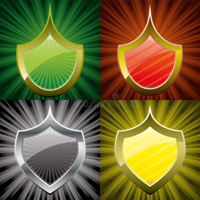 Shiny shields stock vector. Illustration of decoration - 17201533