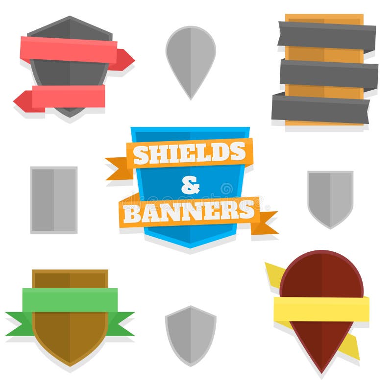 Shields and Banners Set stock vector. Illustration of arms - 44588921