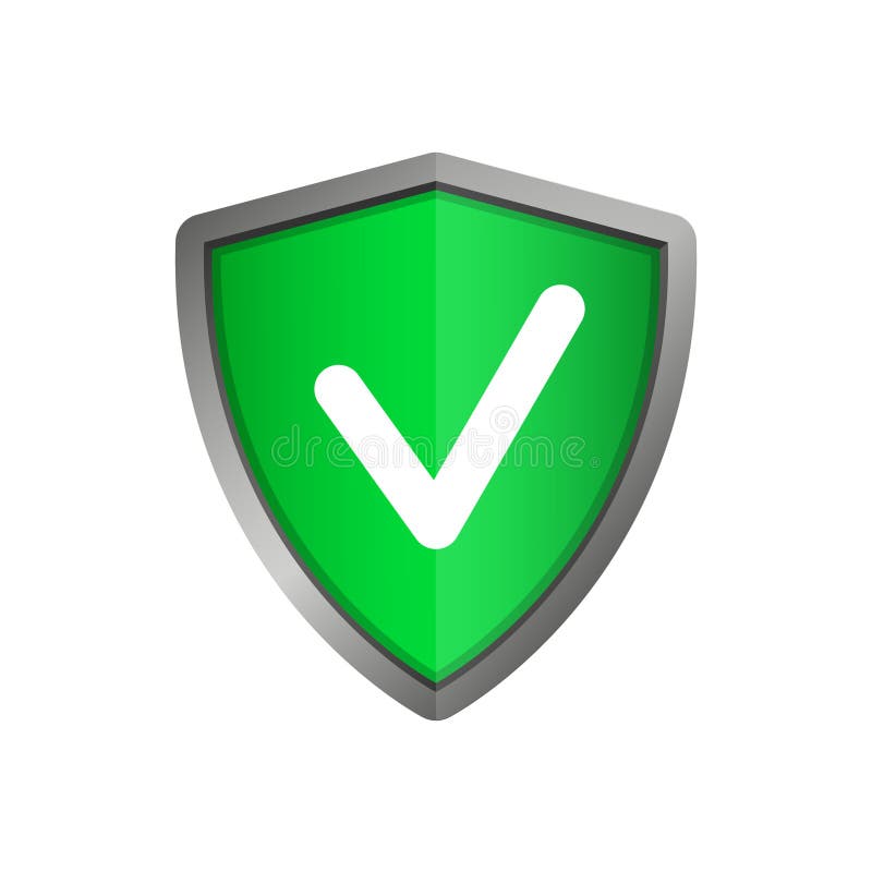 Shields with Checkmark Symbol. Metallic Protection Shield Safe Guard ...