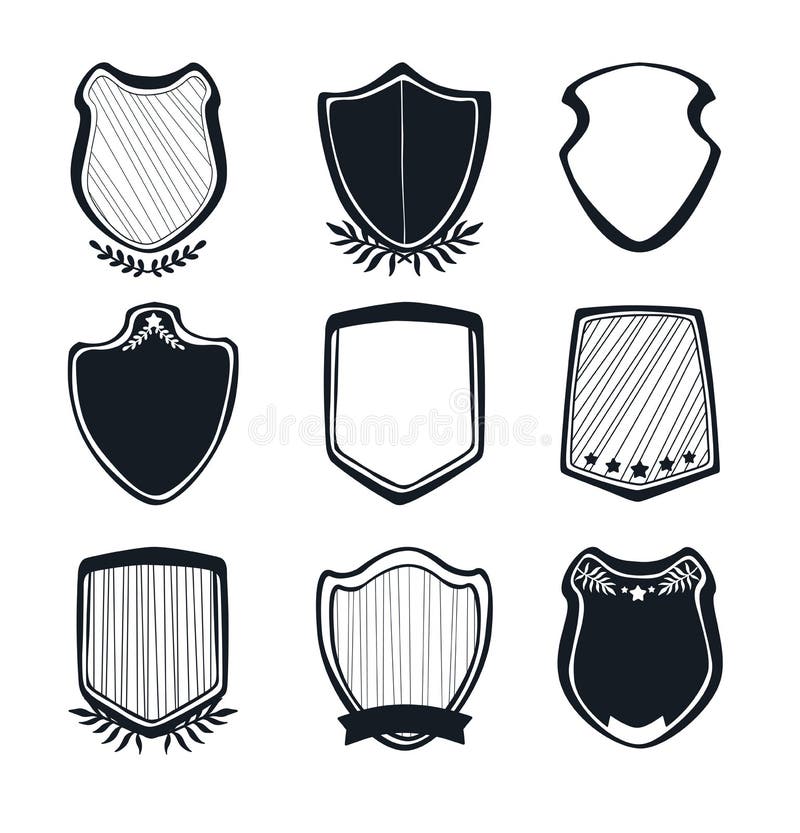 Shields for Design and Decoration Set Stock Vector - Illustration of ...