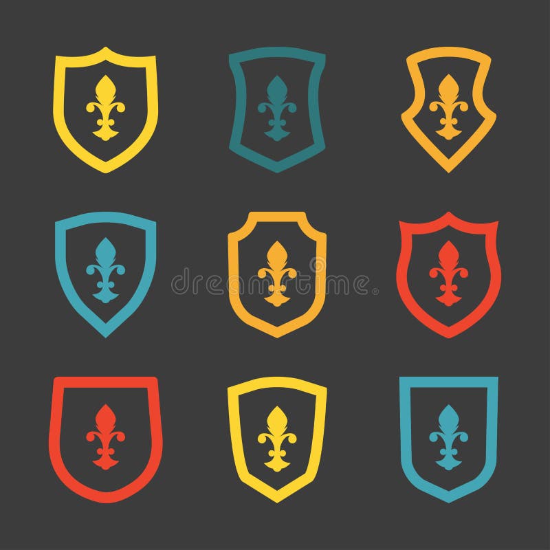 Shields Icon Set Different Shield Shapes And Stylish Ribbon Collection