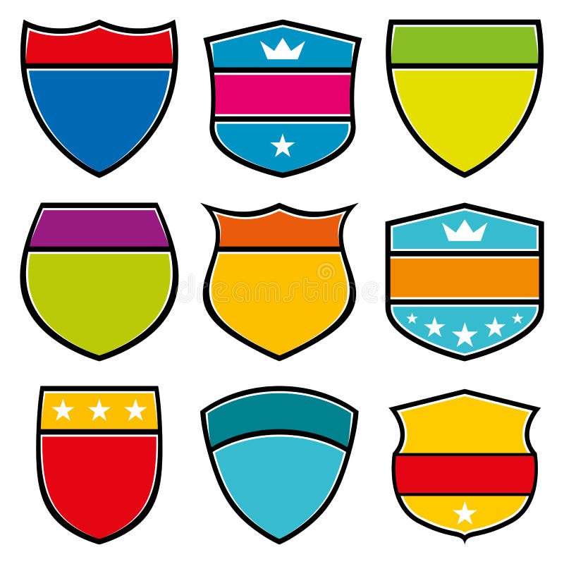 Shields Icons Set. Colorful Vector Collection Stock Vector ...