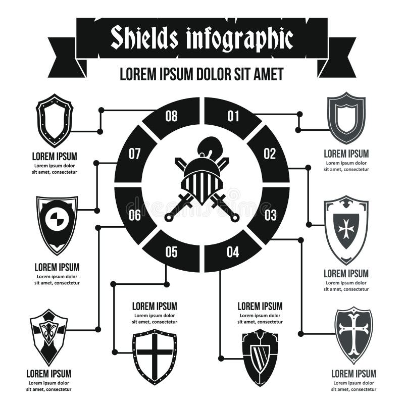 Shields Infographic Concept, Simple Style Stock Vector - Illustration ...