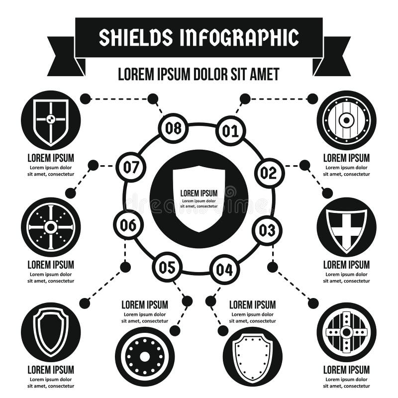 Shields Infographic Concept, Simple Style Stock Vector - Illustration ...